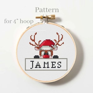 Christmas Reindeer Cross Stitch Ornament With Alphabet Chart ...