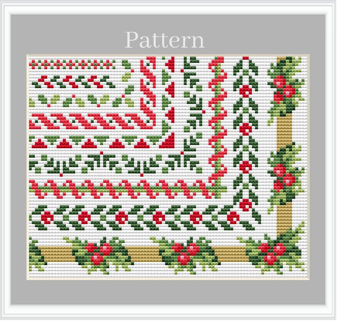 Christmas Borders Cross Stitch Pattern, Square Border, Christmas Frames ...