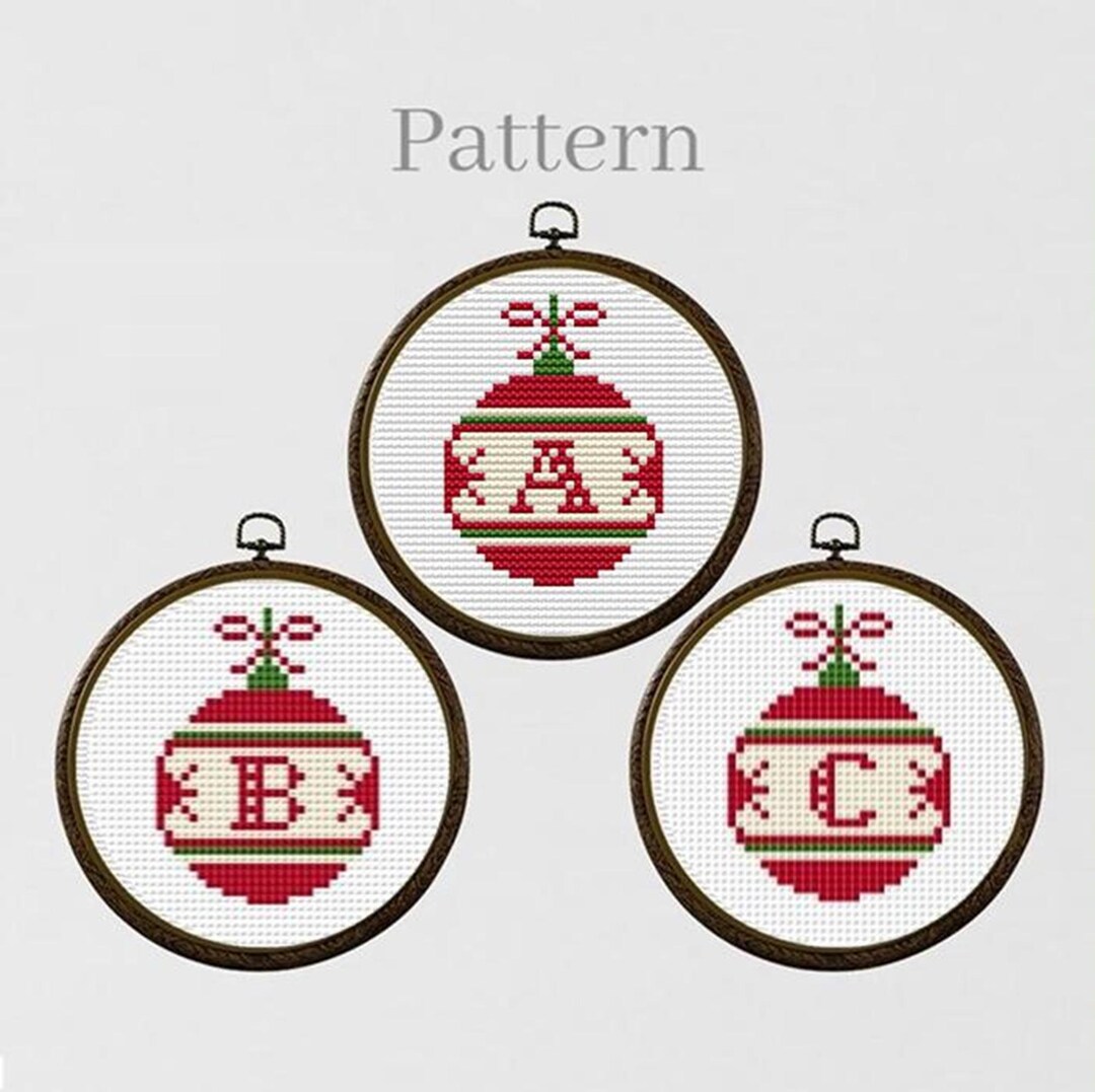 Christmas Alphabet Cross Stitch Pattern With Alphabet Chart, Initial ...
