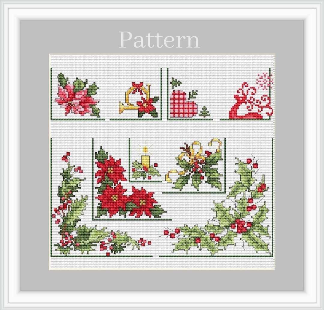 Cross Stitch Borders, Christmas Corners, Cross Stitch Frames, Floral ...