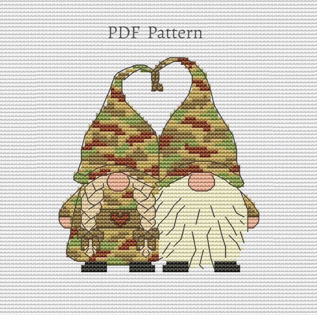 Camouflage Gnome Cross Stitch Pattern, Military Gnomes, Army Cross ...