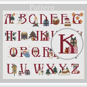 Christmas Alphabet Cross Stitch Pattern, Cross Stitch Letters, Cross ...