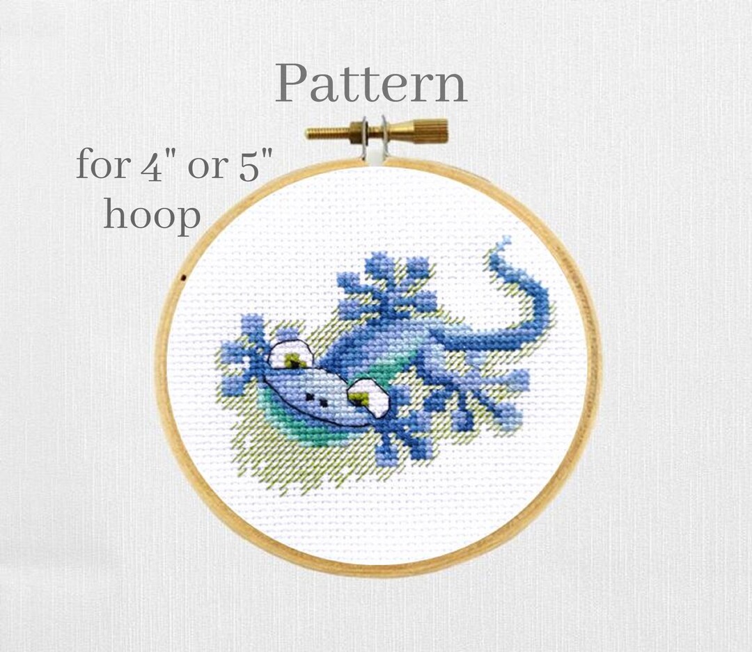 Lizard Cross Stitch Pattern Reptile Hand Embroidery Pattern Blue Salamander - Etsy