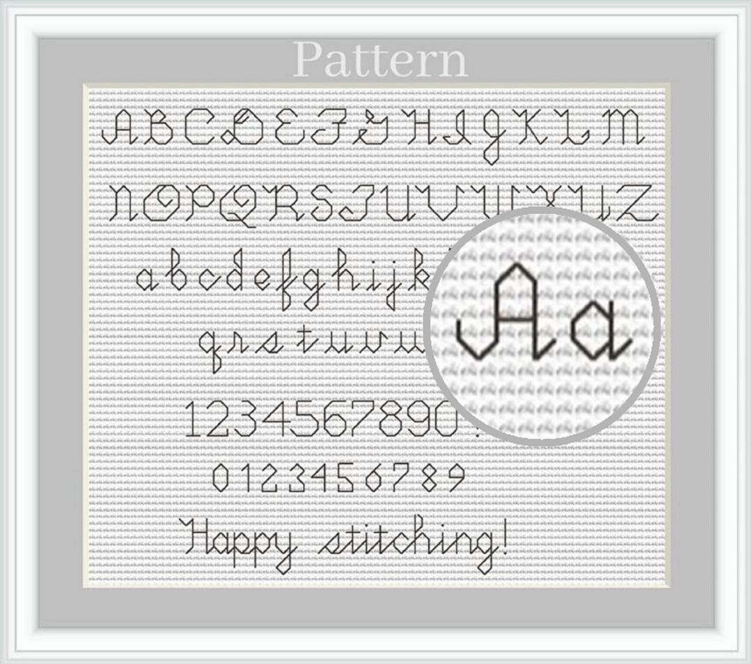 Backstitch Alphabet Cross Stitch Pattern, Cursive Font Hand Embroidery ...