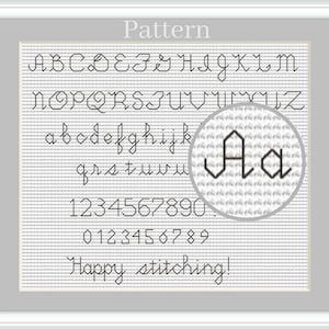 Backstitch Alphabet Cross Stitch Pattern, Cursive Font Hand Embroidery ...