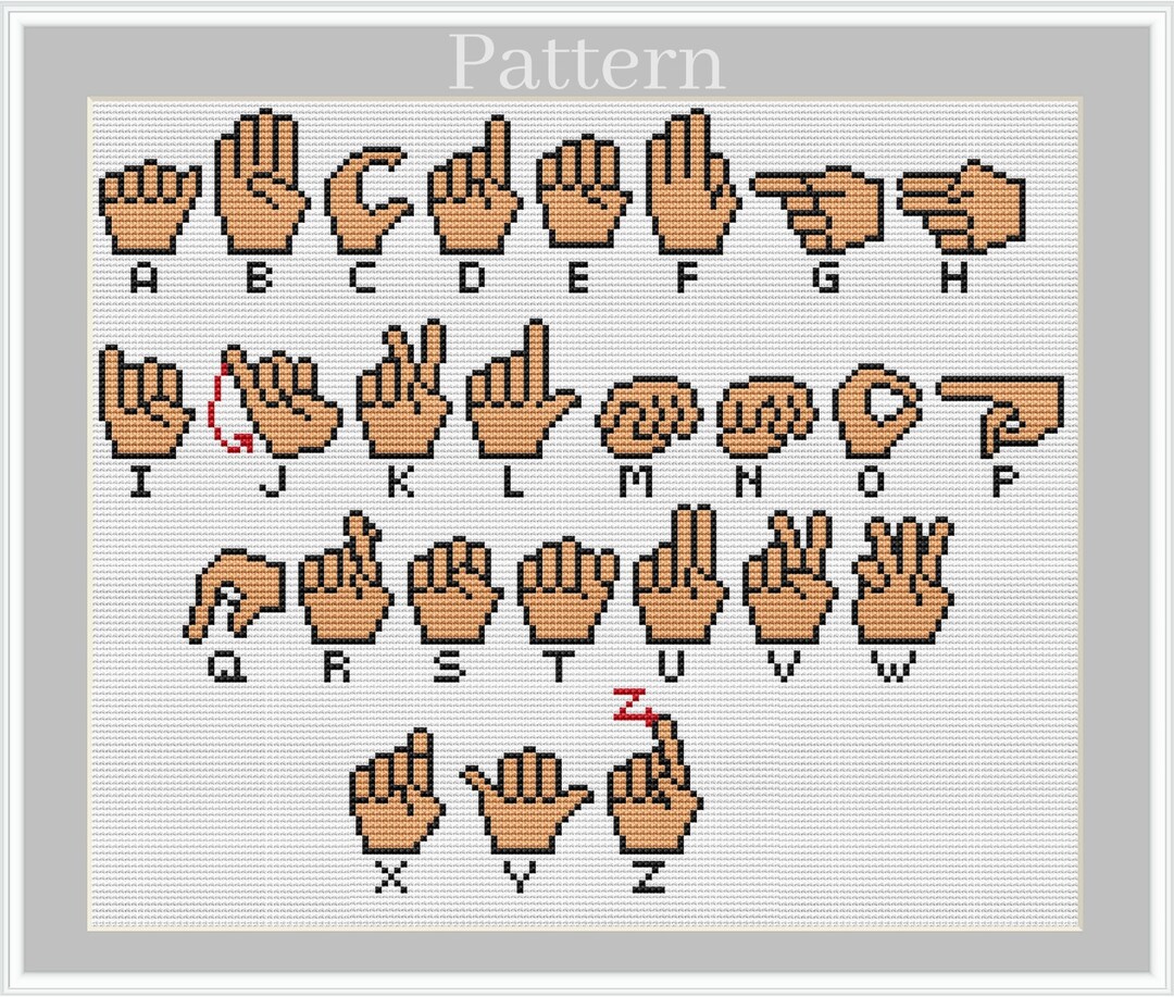 Sign Language Alphabet Cross Stitch Pattern, Cross Stitch Letters ...
