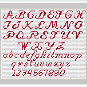 Cursive Alphabet Cross Stitch Pattern, Cross Stitch Font, Cross Stitch ...