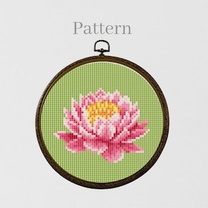 Lotus Cross Stitch Pattern, Lotus Flower Embroidery Pattern, Cross ...