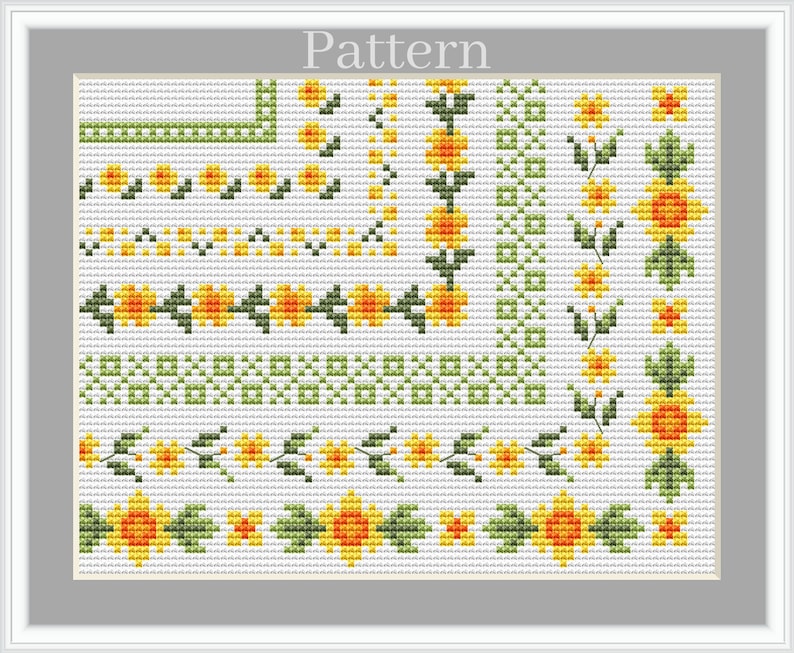 Sunflower Borders Cross Stitch Pattern Floral Border Sampler - Etsy