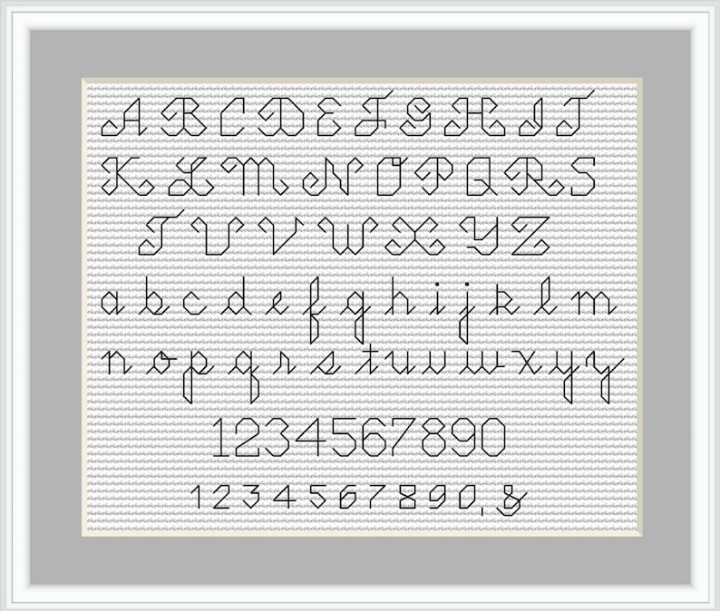 Backstitch Alphabet Cursive Cross Stitch Font Tiny Font - Etsy