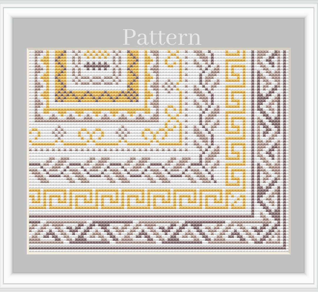 Cross Stitch Border Pattern, Cross Stitch Frame, Geometric Border Hand ...