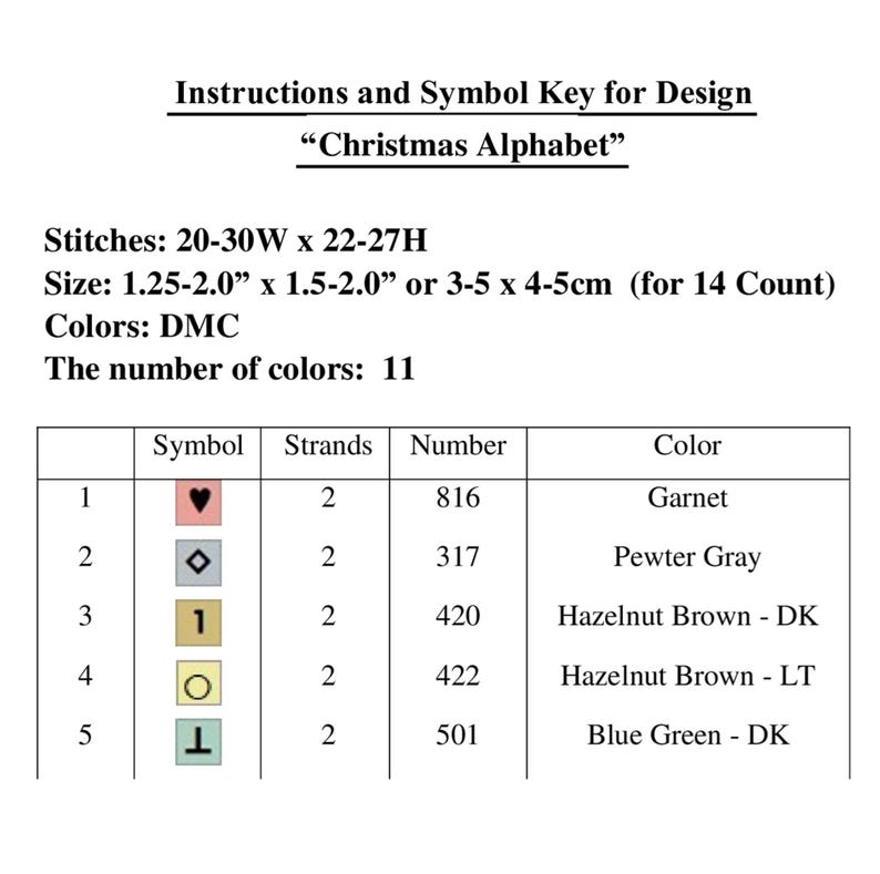 Christmas Alphabet Cross Stitch Pattern for Initial Ornament With ...