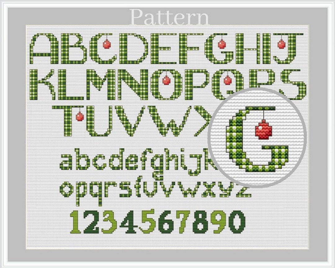 Christmas Alphabet Cross Stitch Pattern, Cross Stitch Letters, Cross ...