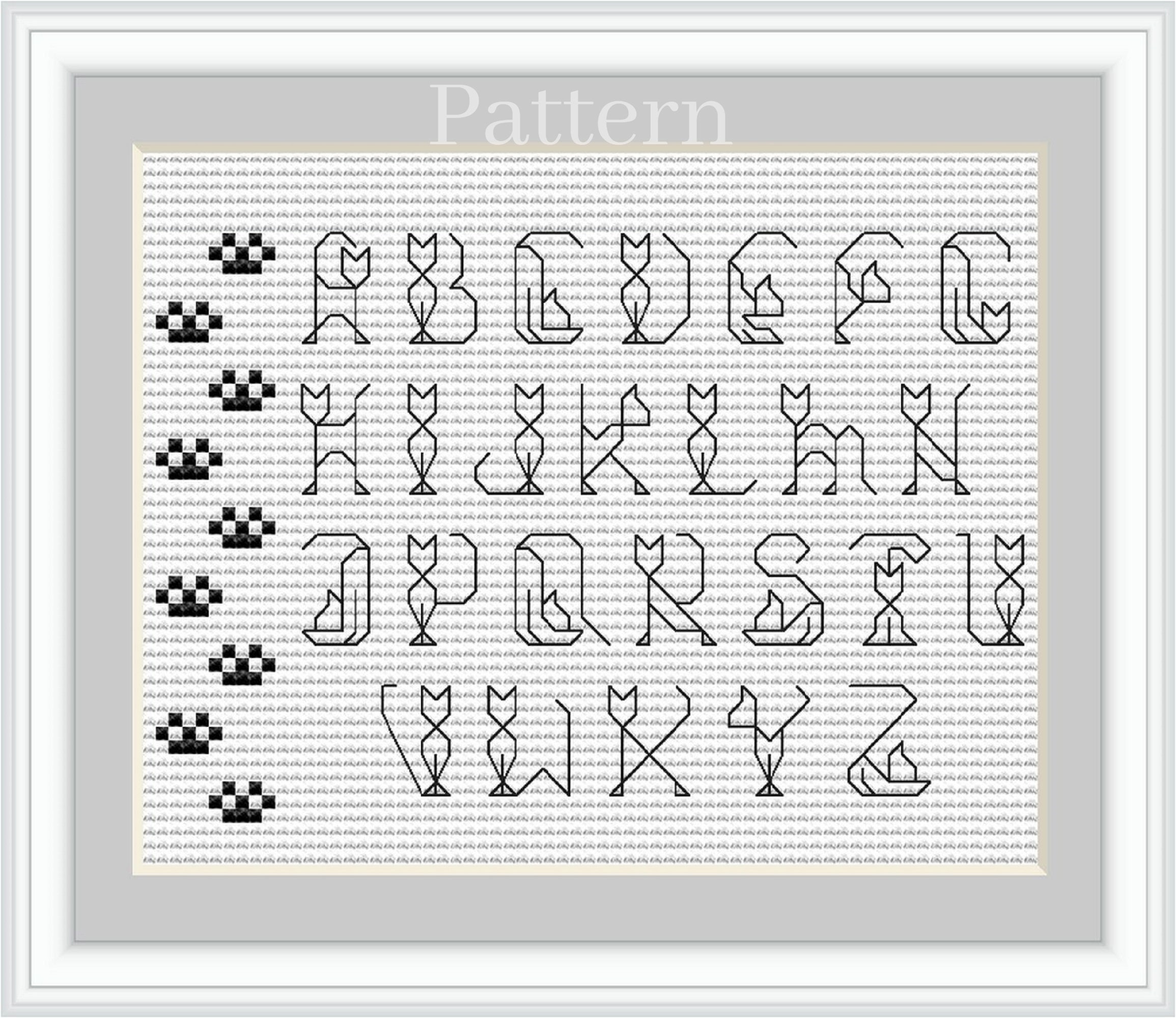 Cat Alphabet Cross Stitch Font Cross Stitch Letters - Etsy