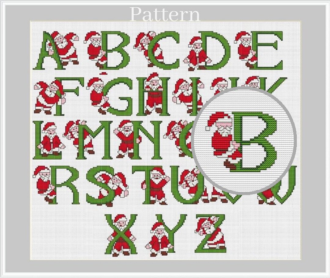 Santa Claus Alphabet, Christmas Alphabet Cross Stitch Pattern, Monogram ...