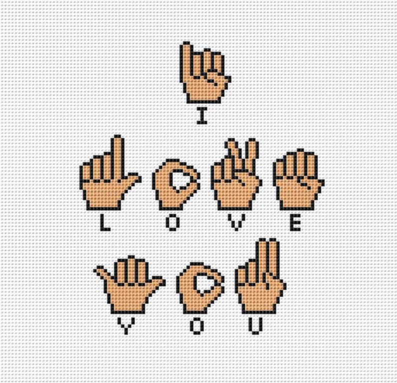 Sign Language Alphabet Cross Stitch Pattern, ASL Cross Stitch Font - Etsy