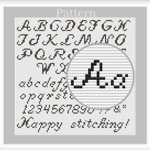 Cross Stitch Alphabet Pattern Set of 4, Cross Stitch Letters, Cursive ...