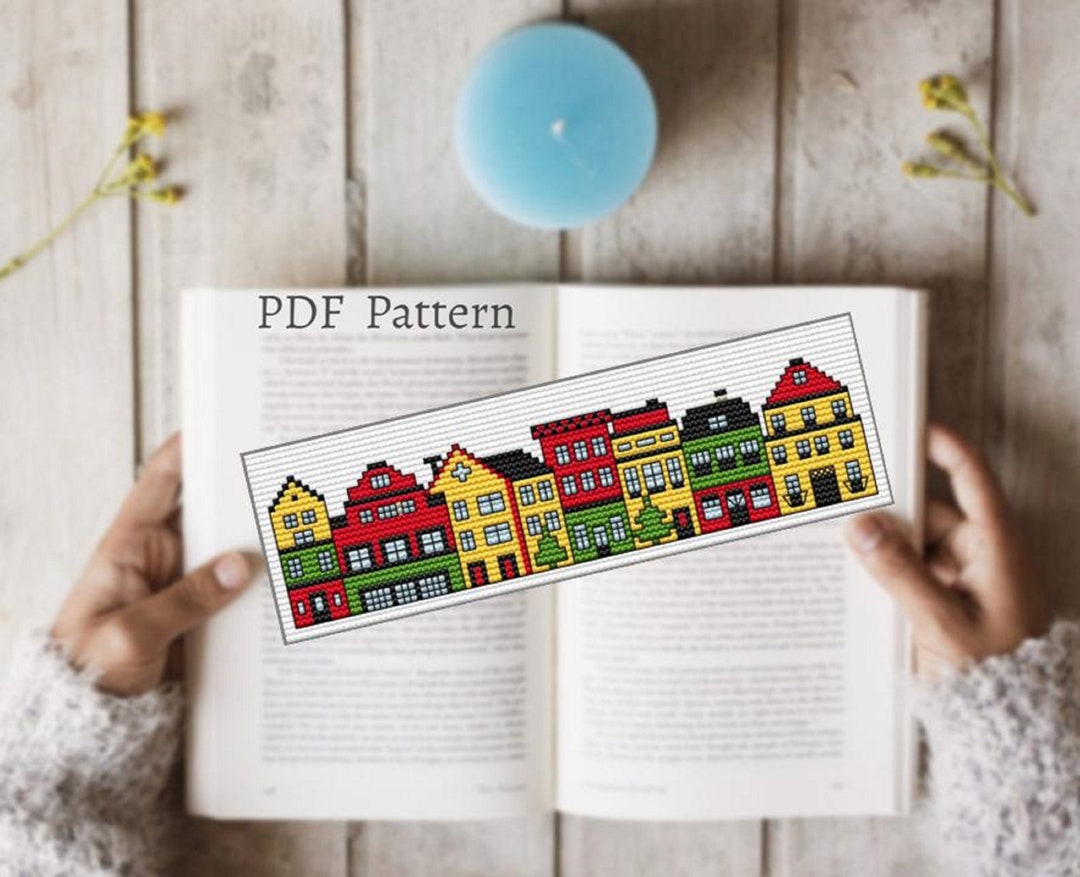 Small Town сross Stitch Bookmark Pattern, City Book Marks Easy Pattern ...