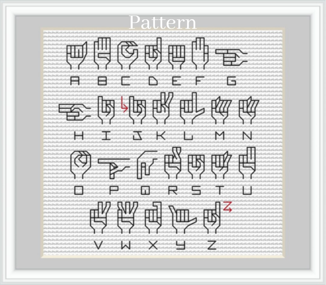 Sign Language Alphabet Cross Stitch Pattern, Backstitch Alphabet - Etsy