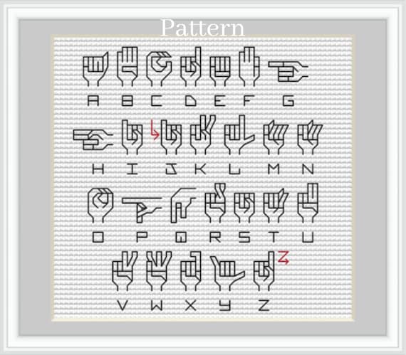 Sign Language Alphabet Cross Stitch Pattern Backstitch - Etsy UK