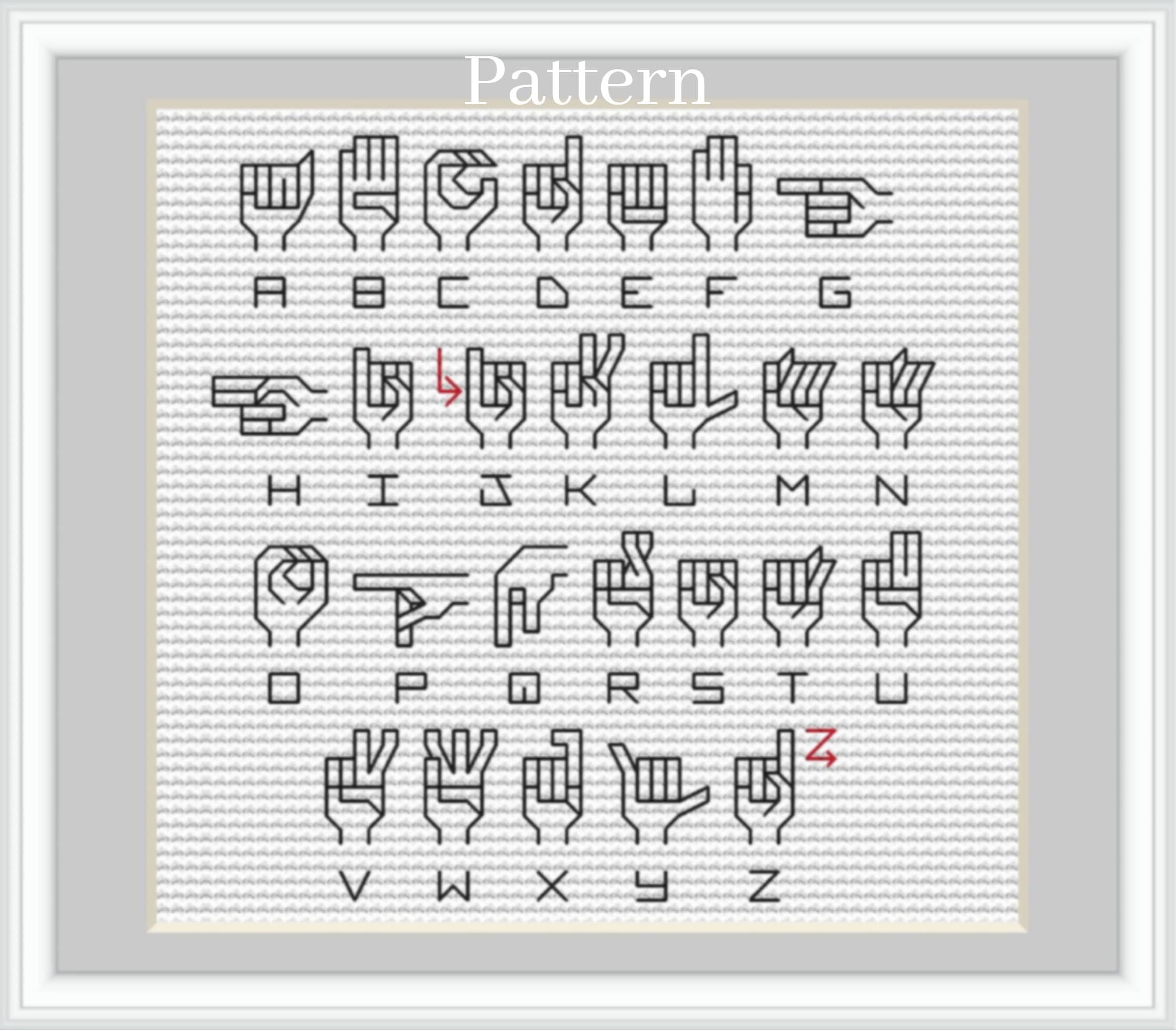 Sign Language Alphabet Cross Stitch Pattern, Backstitch Alphabet - Etsy