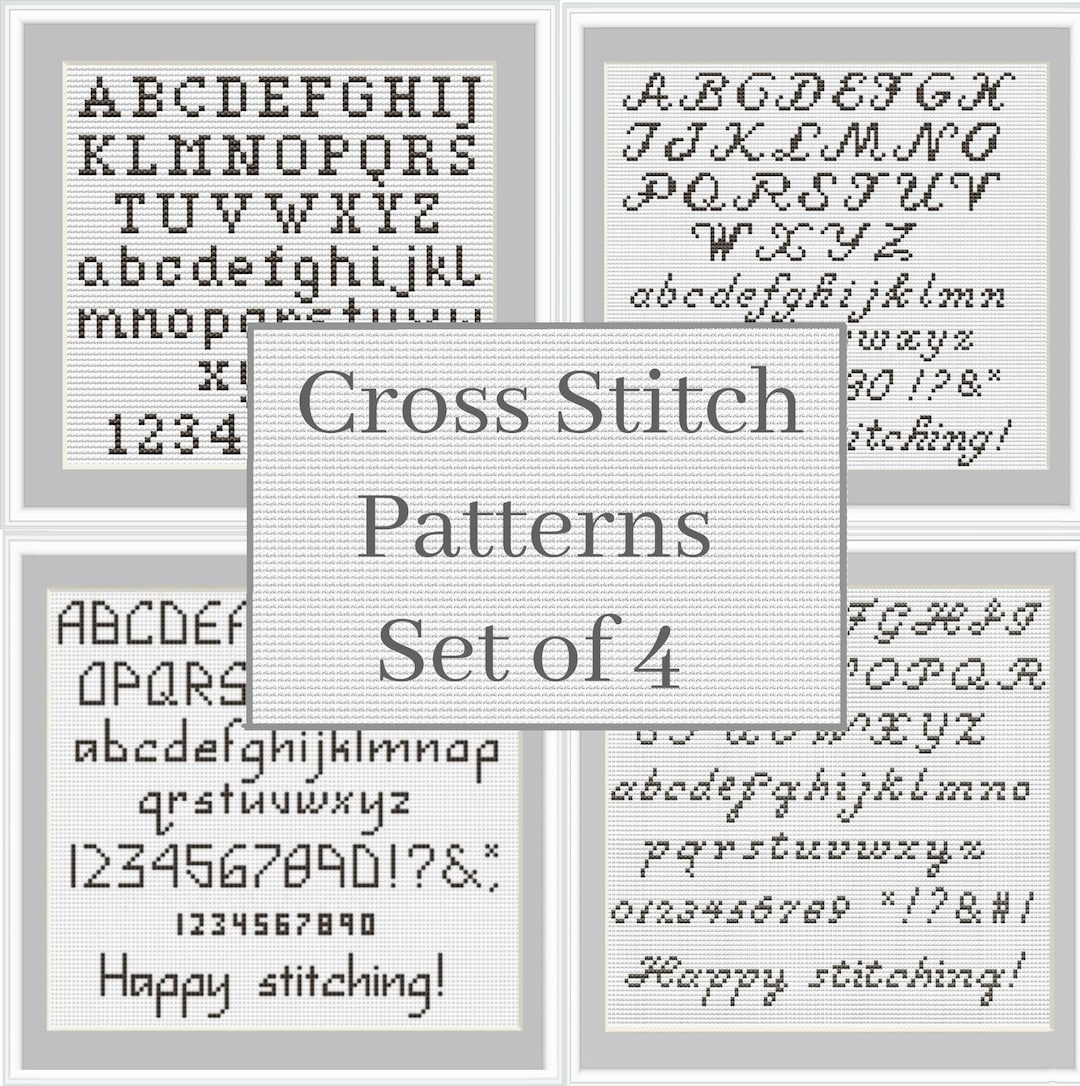 Cross Stitch Alphabet Pattern Set of 4, Cross Stitch Letters, Cursive ...