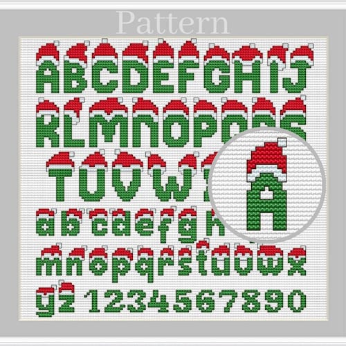 Christmas Alphabet Downloadable Cross Stitch Pattern - Etsy