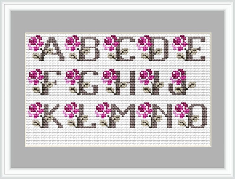 Floral Cross Stitch Alphabet Pattern Monogram Fonts Cross - Etsy