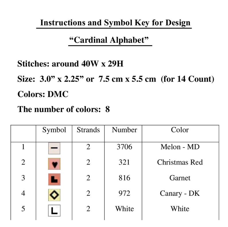 Christmas Alphabet Cross Stitch Pattern With Small Cardinals for ...