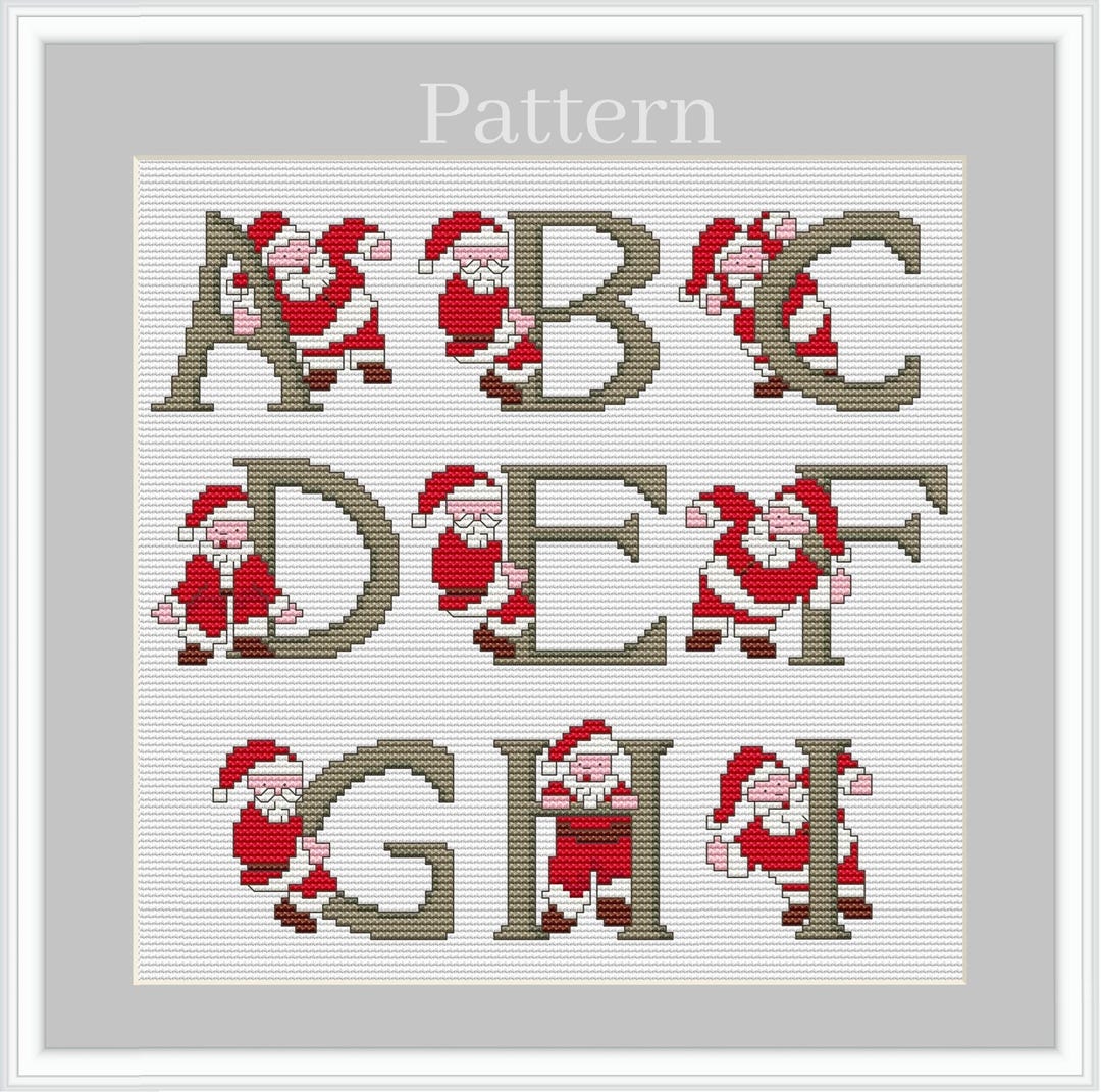 Cross Stitch Fonts, Christmas Alphabet Cross Stitch Pattern, Monogram ...