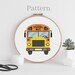 School Bus Cross Stitch Pattern, School Bus Ornament Hand Embroidery ...