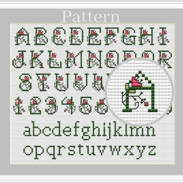 Cross Stitch Letters With Flowers - Etsy