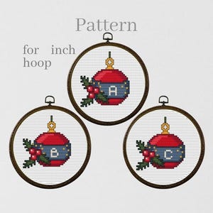 Christmas Ball Ornament Cross Stitch Pattern With ABC Chart, Monogram ...