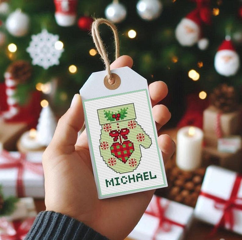 Christmas Tags Cross Stitch Pattern With Alphabet Chart for ...