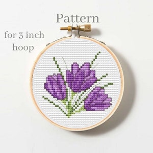 Crocus Cross Stitch Pattern, Spring Flowers Hand Embroidery Pattern - Etsy