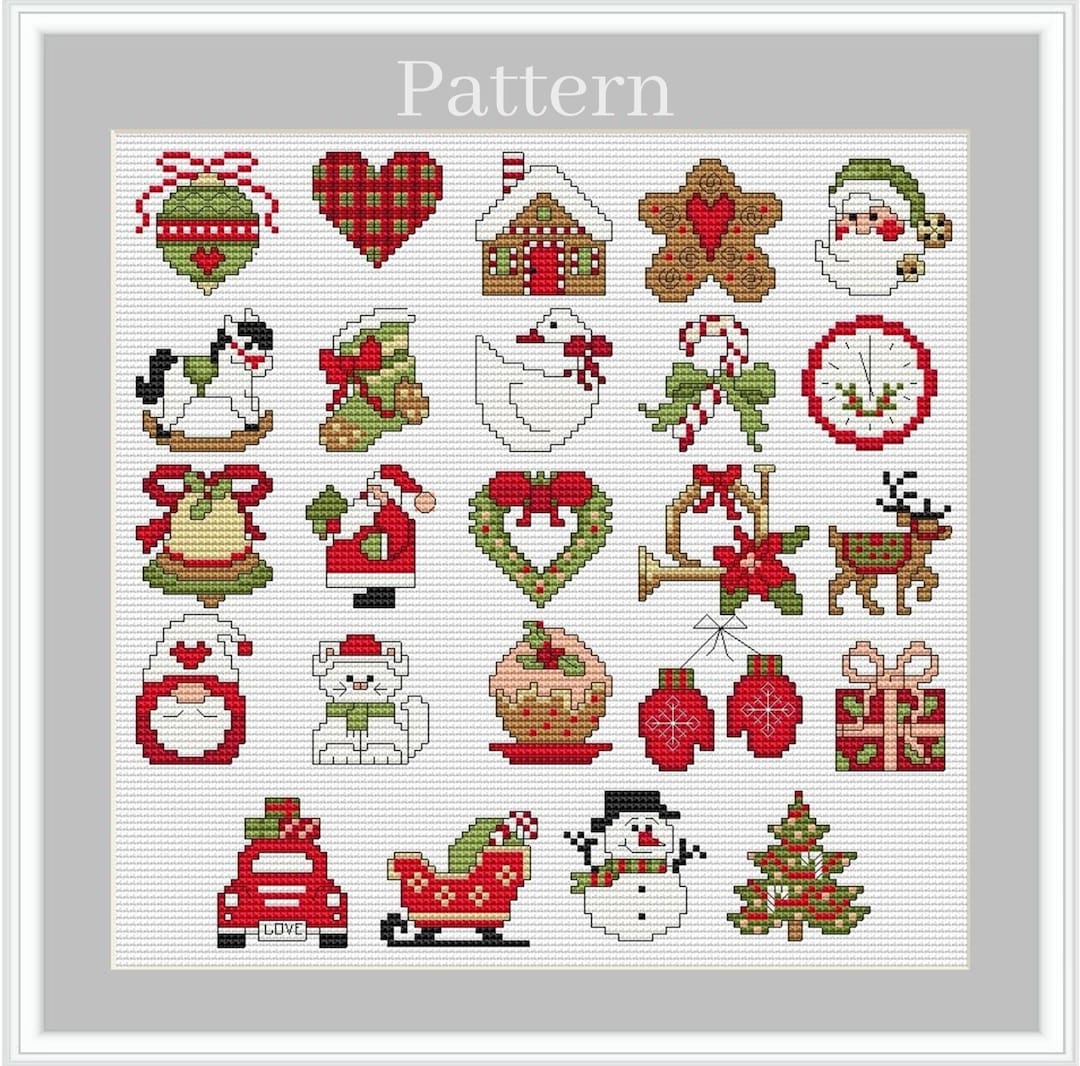 Mini Christmas Cross Stitch Patterns, Small Christmas Pattern for 2 ...