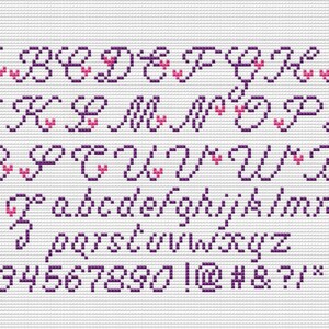 Cursive Alphabet Cross Stitch Pattern, Cross Stitch Font, Cross Stitch ...