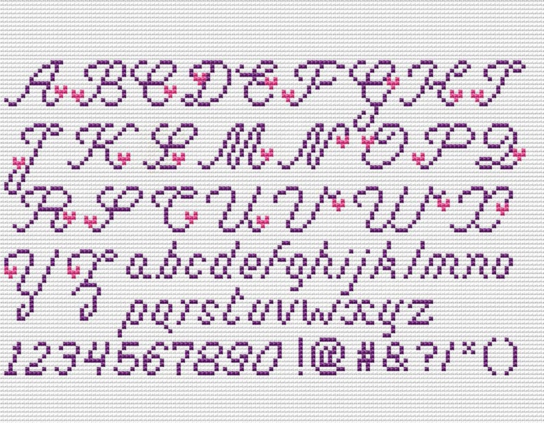 Cursive Alphabet Cross Stitch Pattern Cross Stitch Font - Etsy