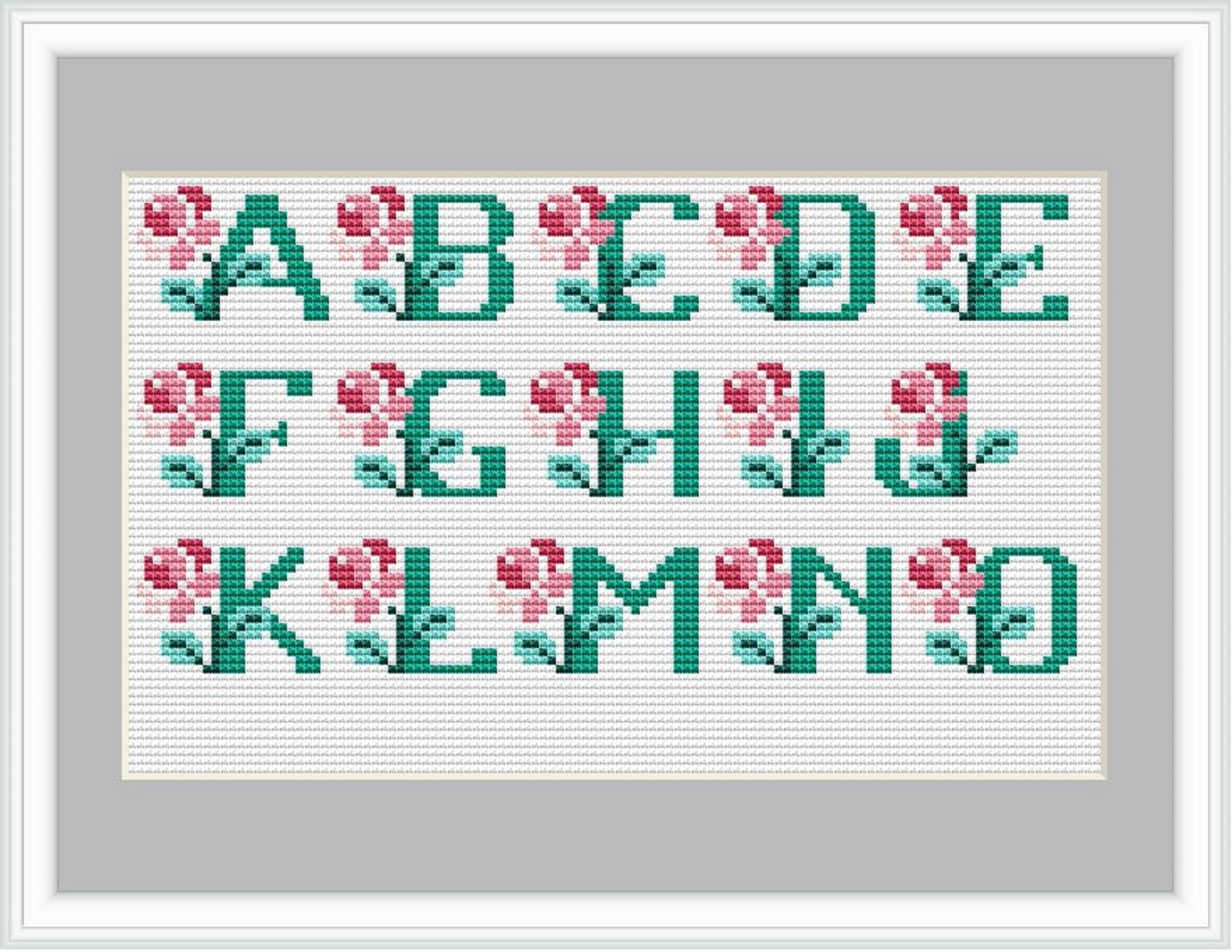 Floral Cross Stitch Alphabet Pattern Monogram Fonts Cross - Etsy