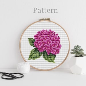 Hydrangea Cross Stitch Pattern, Hortensia Hand Embroidery Pattern ...