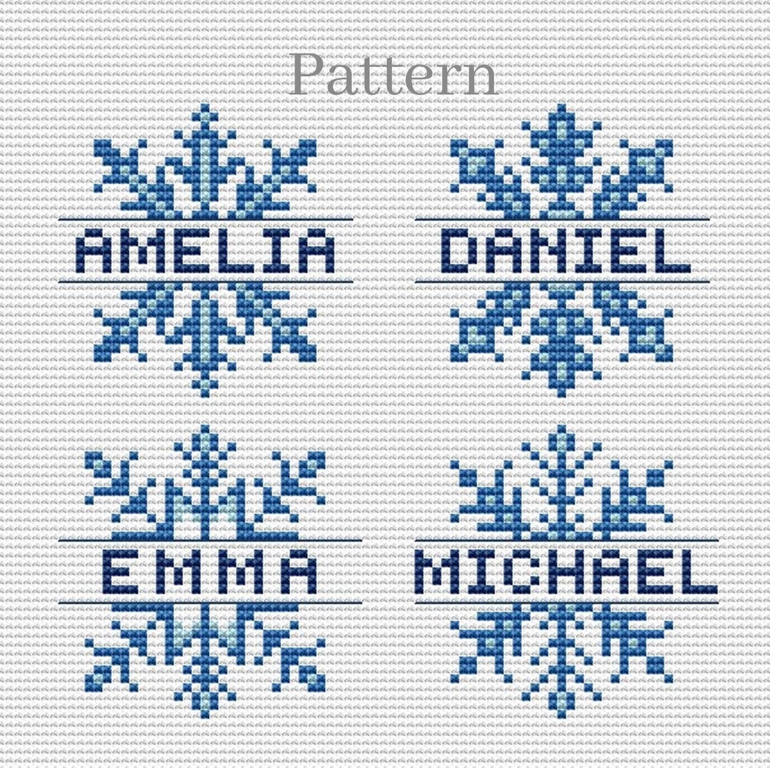 Snowflake Ornament With Names Cross Stitch Pattern, Personalized ...