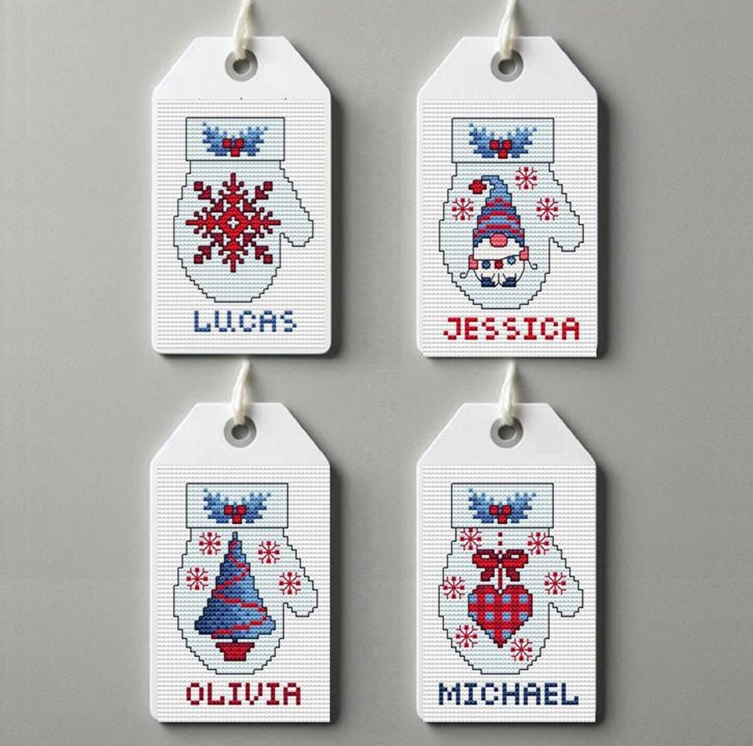 Christmas Gift Tags Cross Stitch Pattern With ABC Chart, Small ...
