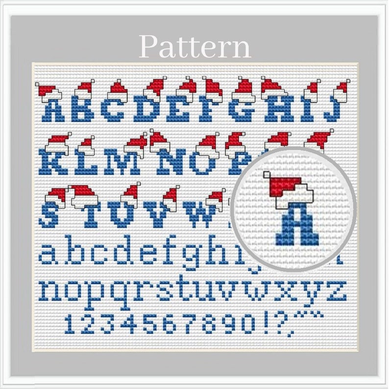 Christmas Alphabet Cross Stitch Pattern With Letters and Numbers - Etsy