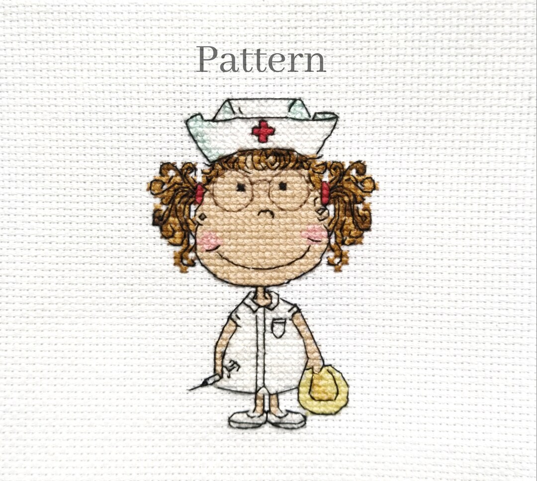 Nurse Cross Stitch Pattern, Nurse Hand Embroidery Pattern, Medical ...
