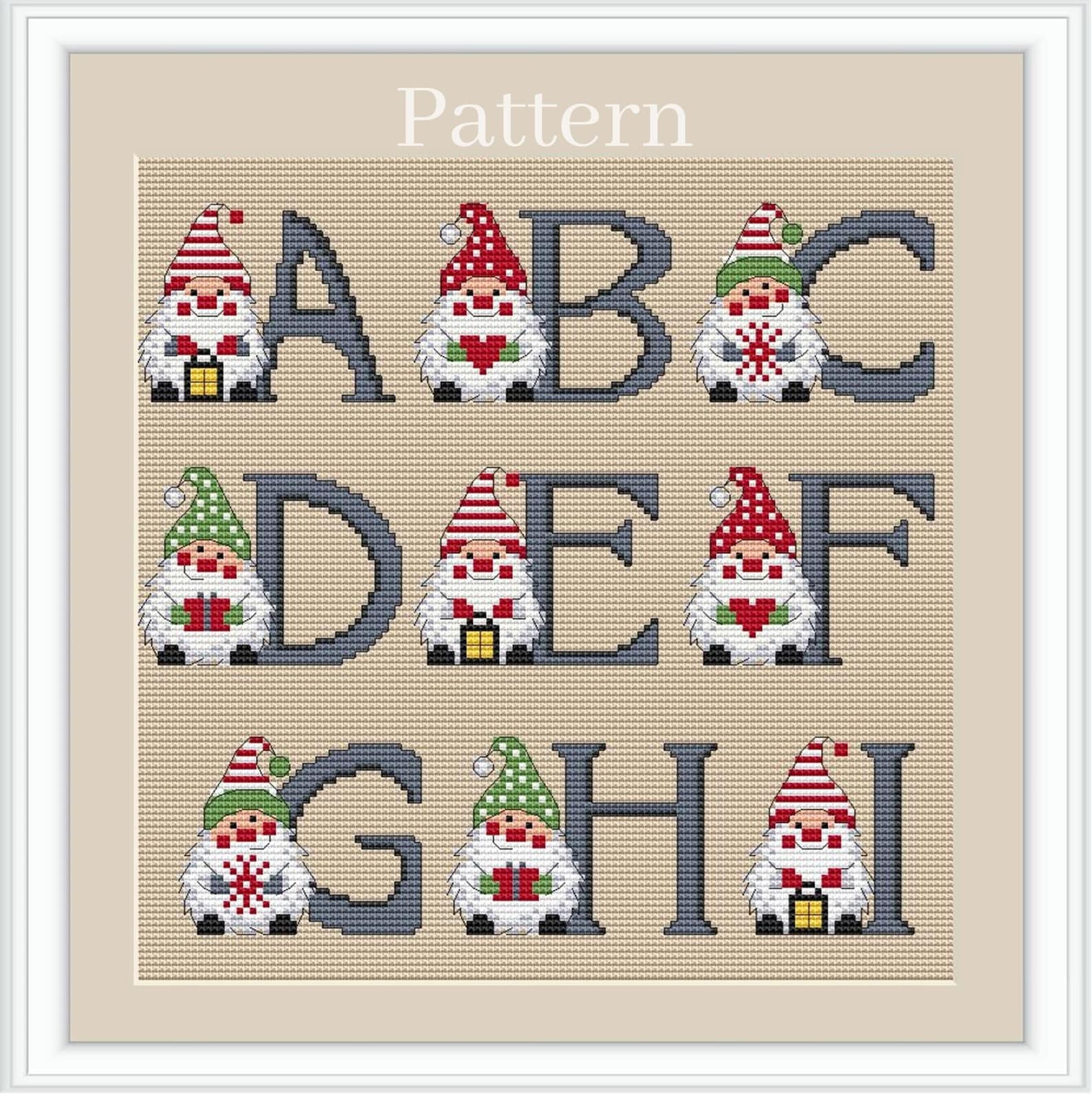 Alphabet de Noël au point de croix avec lettres monogrammes pour ...