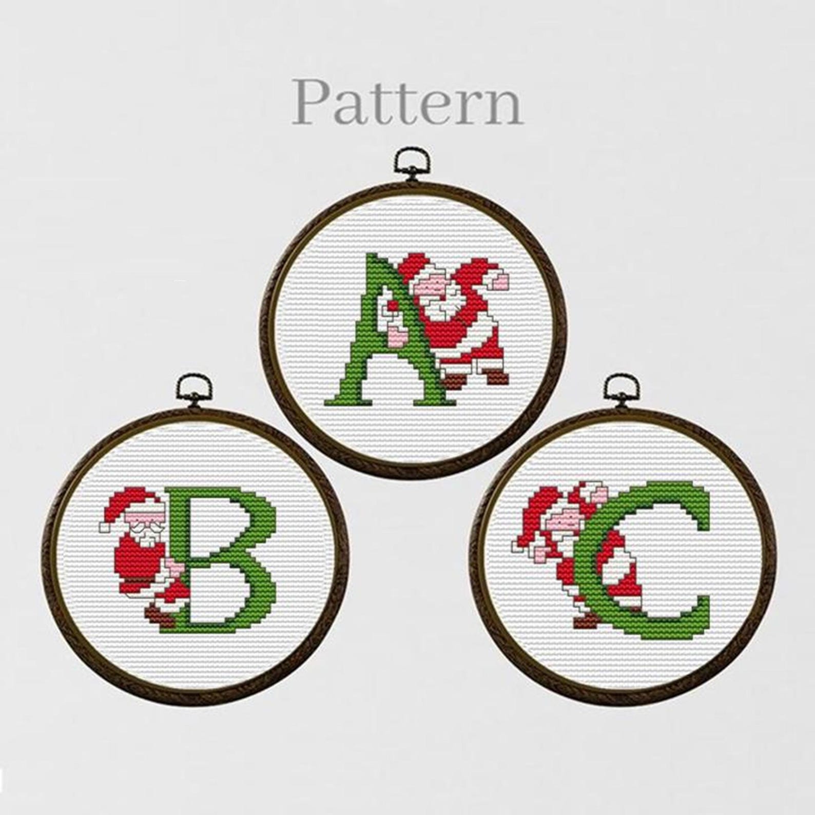 Santa Claus Cross Stitch Alphabet Pattern, Christmas Monogram Letters ...
