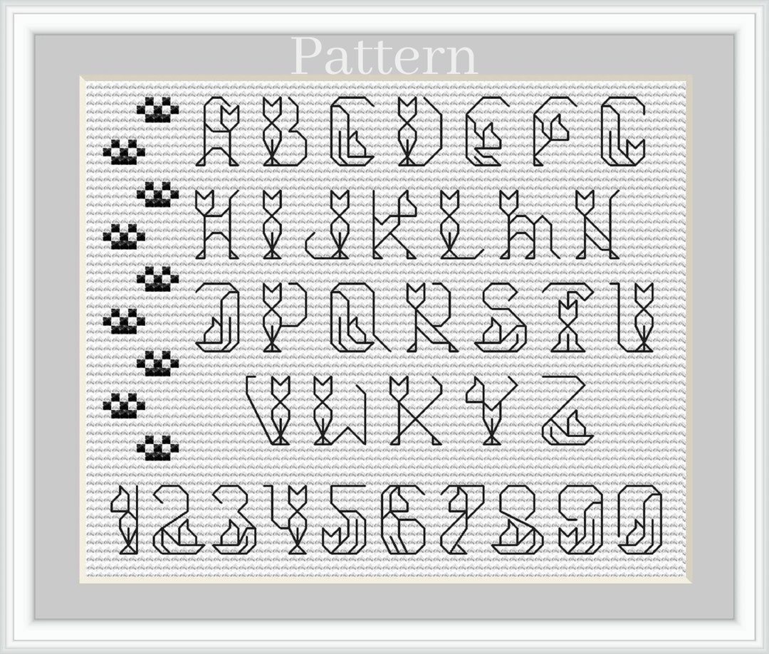 Cat Alphabet Cross Stitch Font, Cross Stitch Letters, Backstitch ...