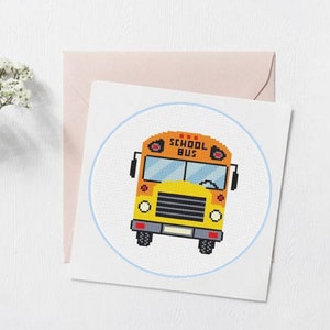 School Bus Cross Stitch Pattern, School Bus Ornament Hand Embroidery ...