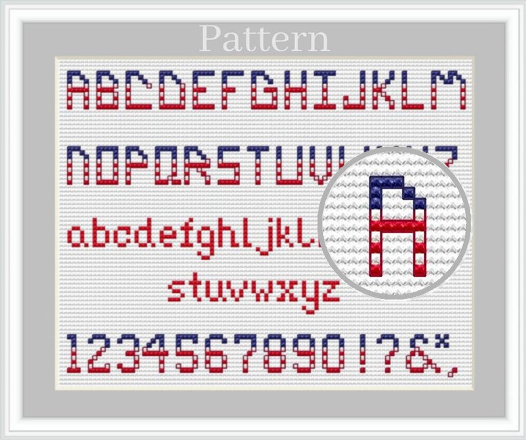 Patriotic Alphabet Cross Stitch Fonts, American Flag Cross Stitch ...