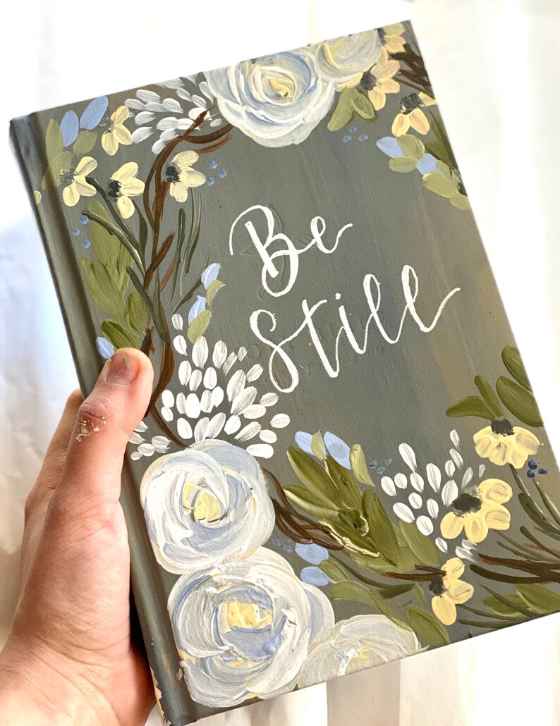 Hand Painted Bible NABRE Journaling Bible-catholic Painted Floral Rose ...
